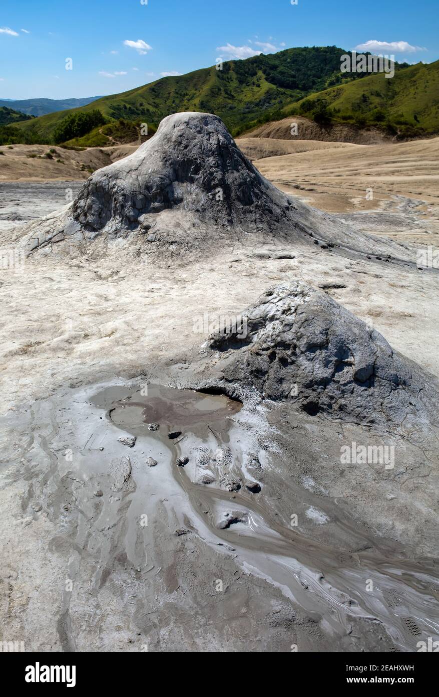 Mud geyser or mud volcano. Geological formation hydrogeological Stock ...