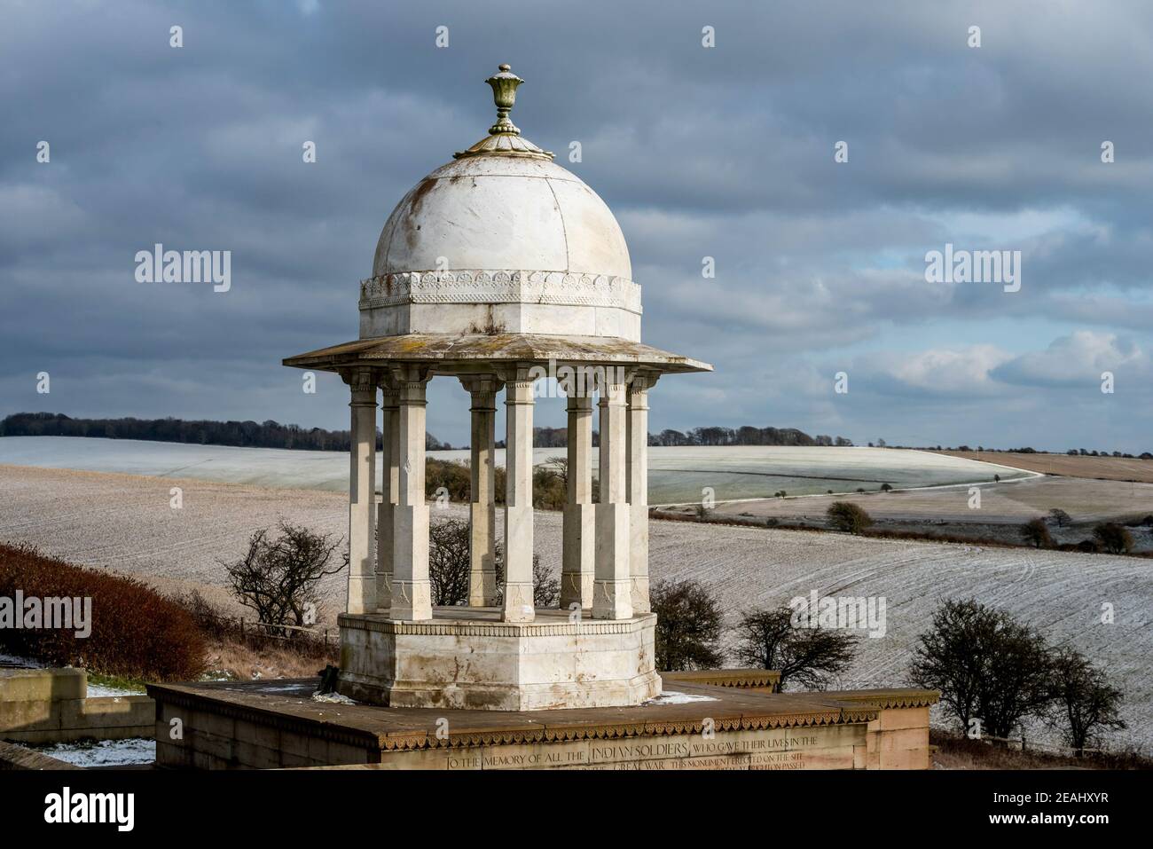Brighton, February 9th 2021: Freezing conditions at The Chattri, a ...