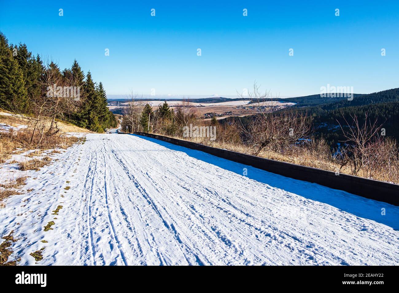Winter time in the Ore Mountains in Oberwiesenthal, Germany Stock Photo ...