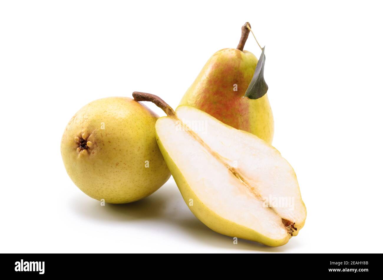 ripe pear fruits on white background with soft shadow Stock Photo - Alamy