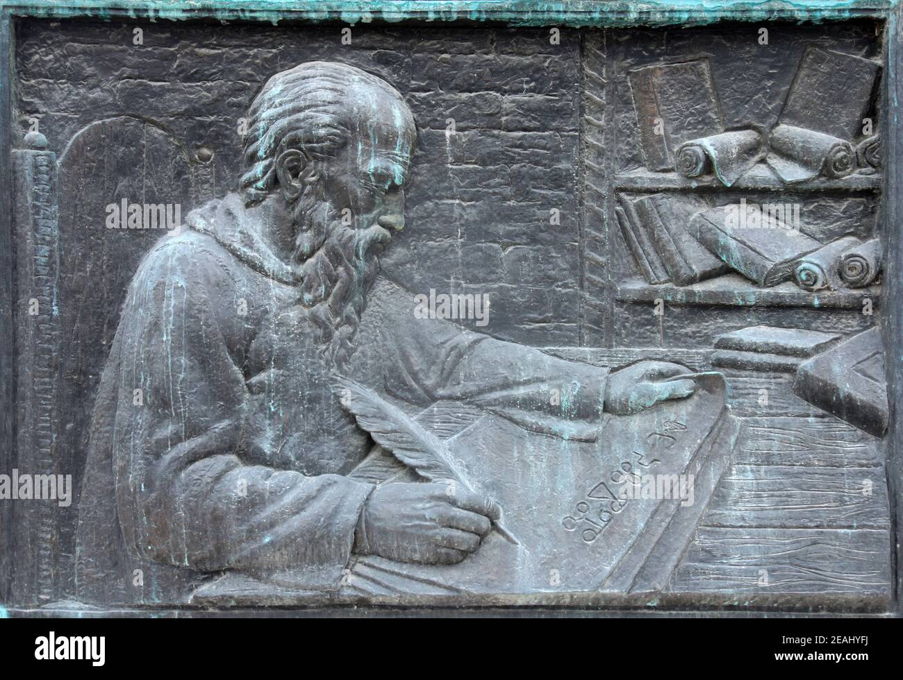 Monument St. Kliment and Naum of Ohrid in downtown of Skopje, Macedonia ...