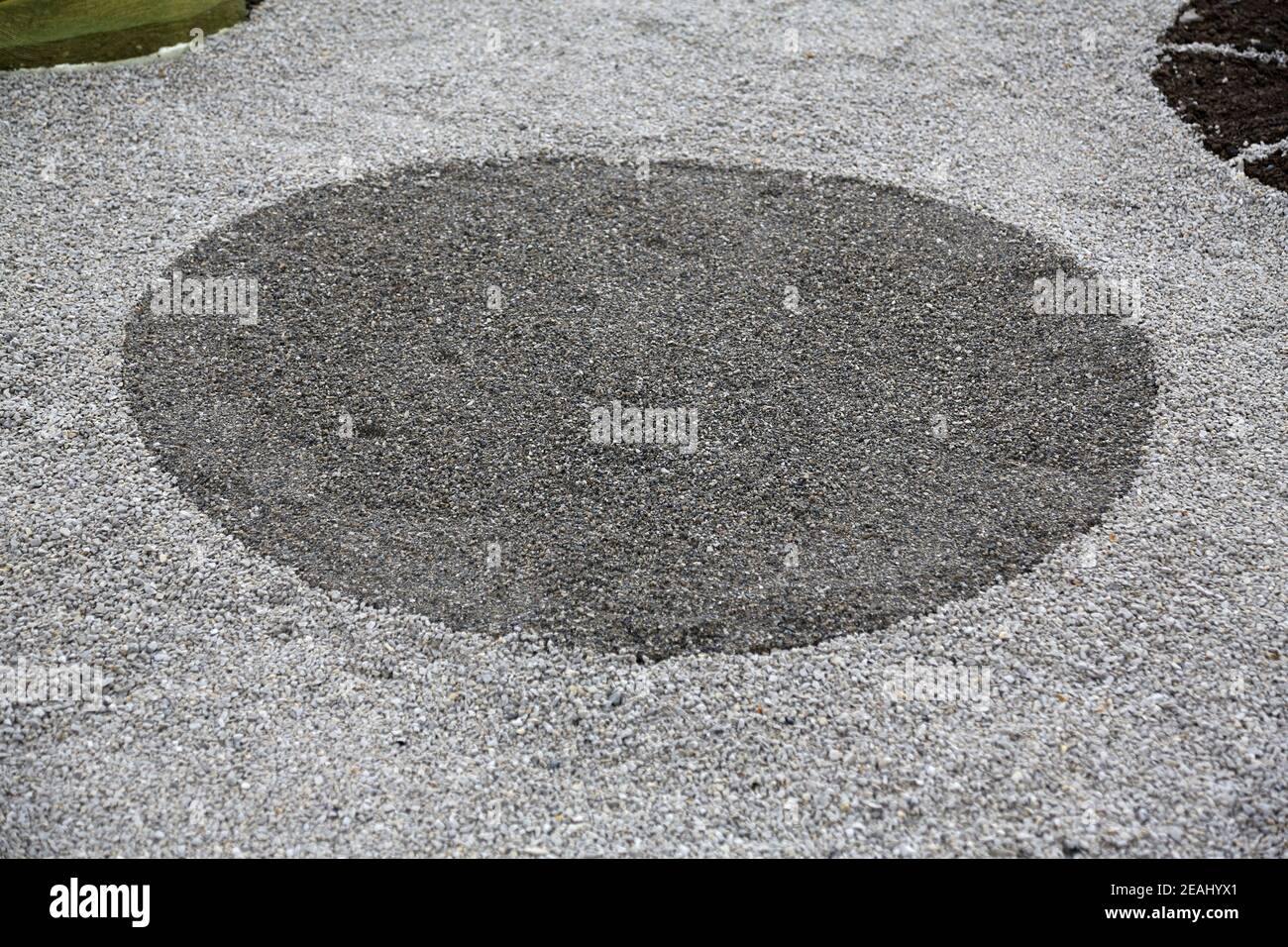 Garden design, with hard landscaping, using shaping, paving, rocks and ...