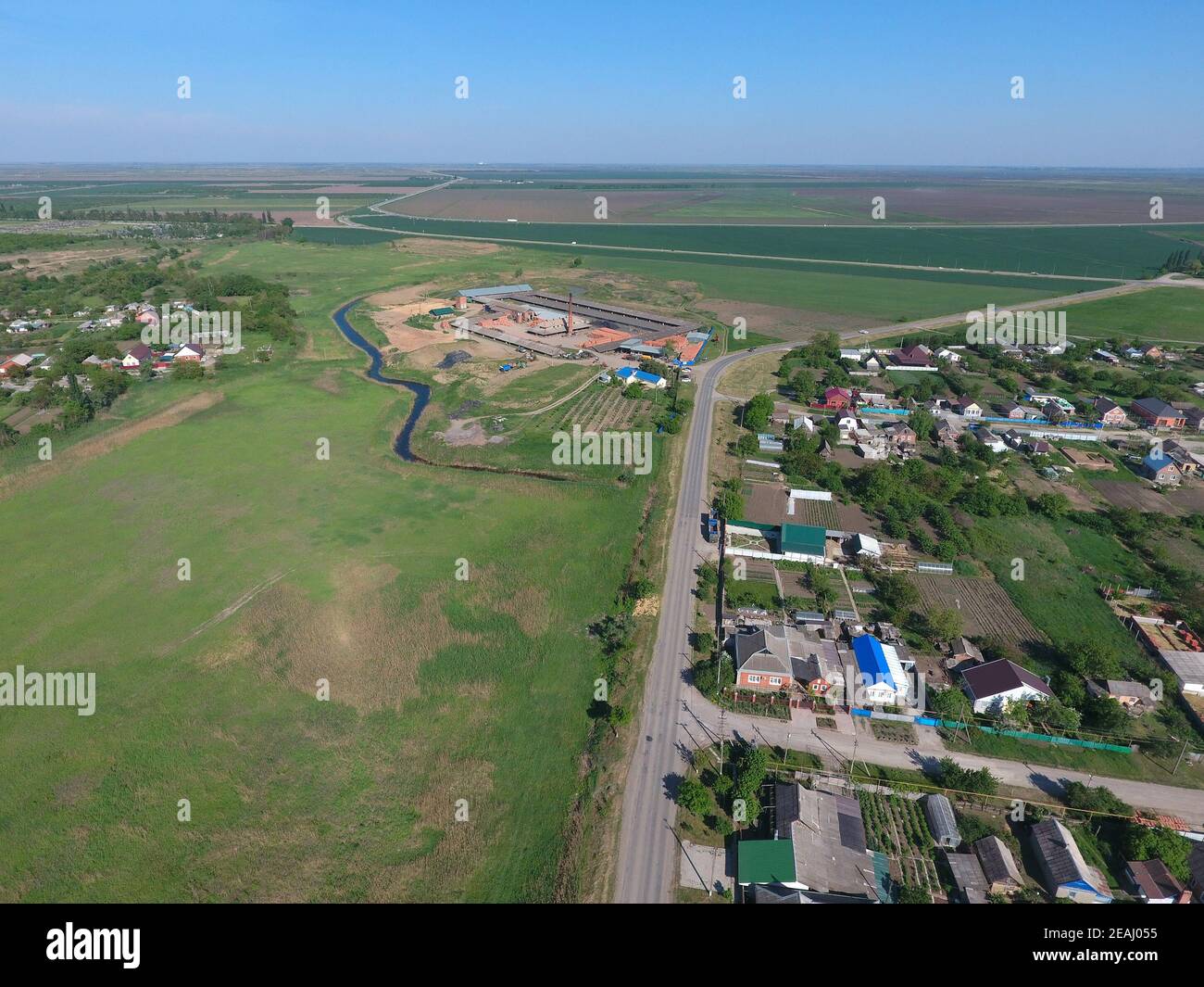 Top view of the village. One can see the roofs of the houses and ...