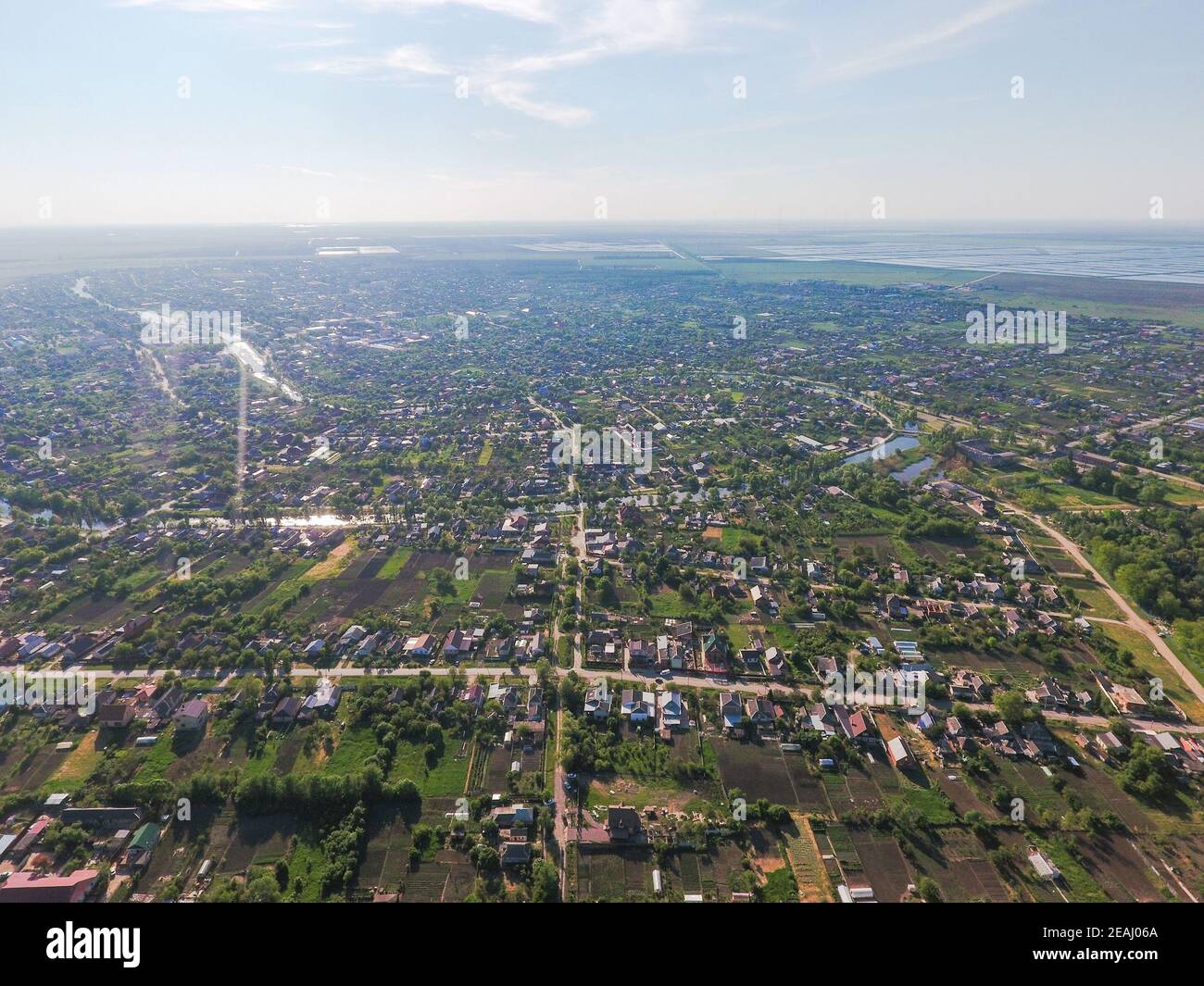 Top view of the village. One can see the roofs of the houses and ...