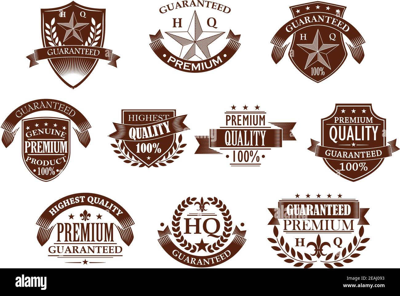 Collection of ten different vector designs for premium and highest ...