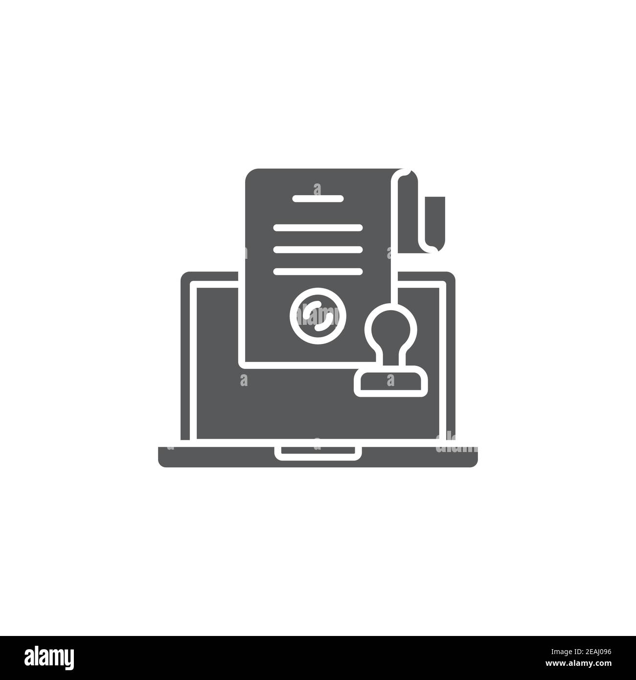 Online electronic notarial stamp icon, color, line, outline vector sign ...