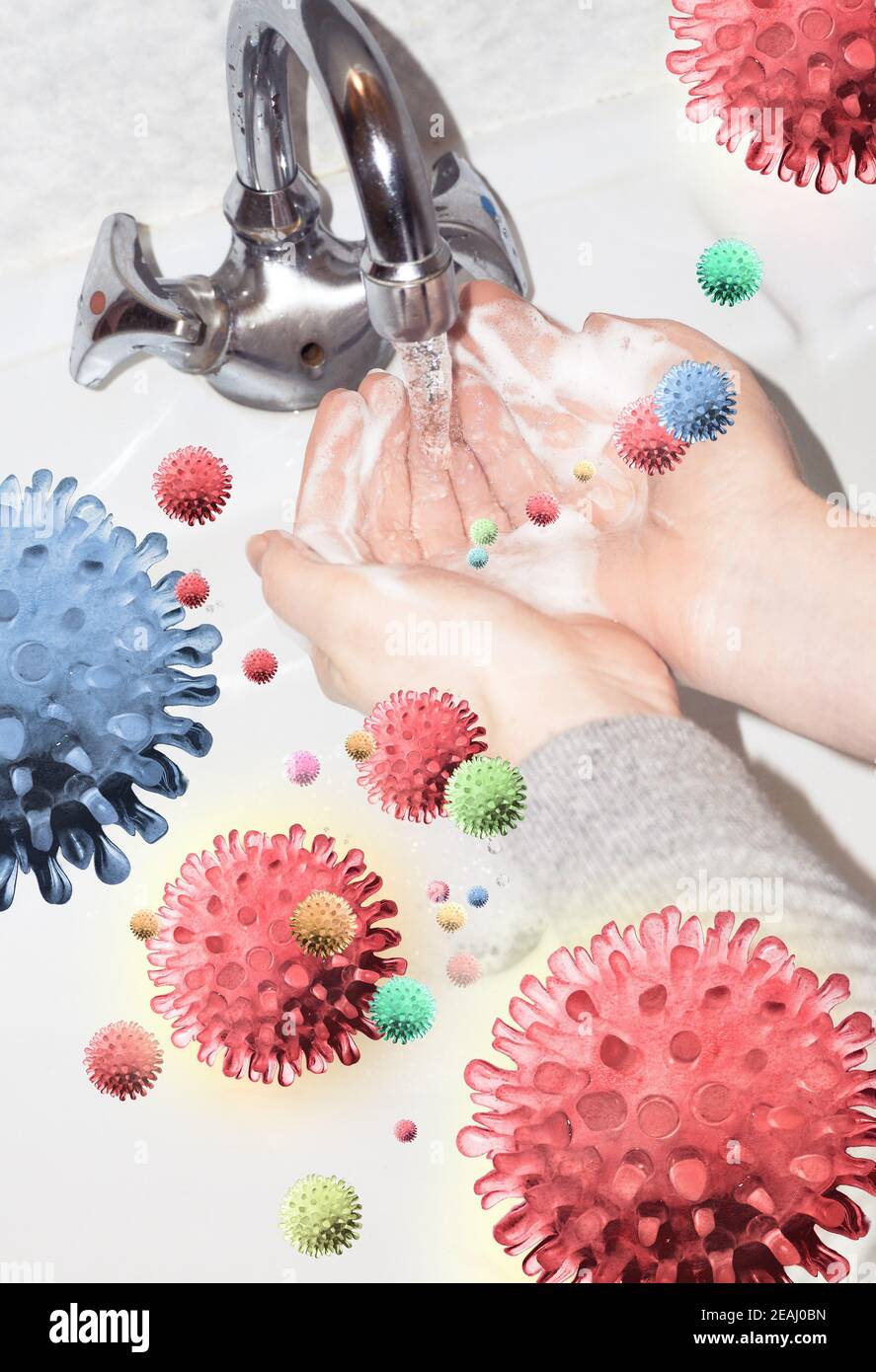 Hygiene. Preventing diseases by washing your hands Stock Photo - Alamy