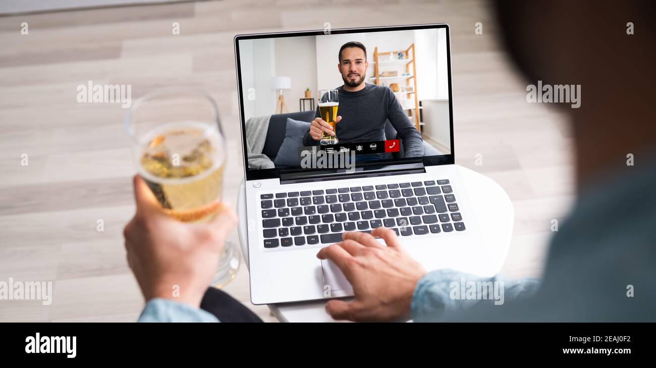 Online Virtual Beer Drinking Party Stock Photo - Alamy