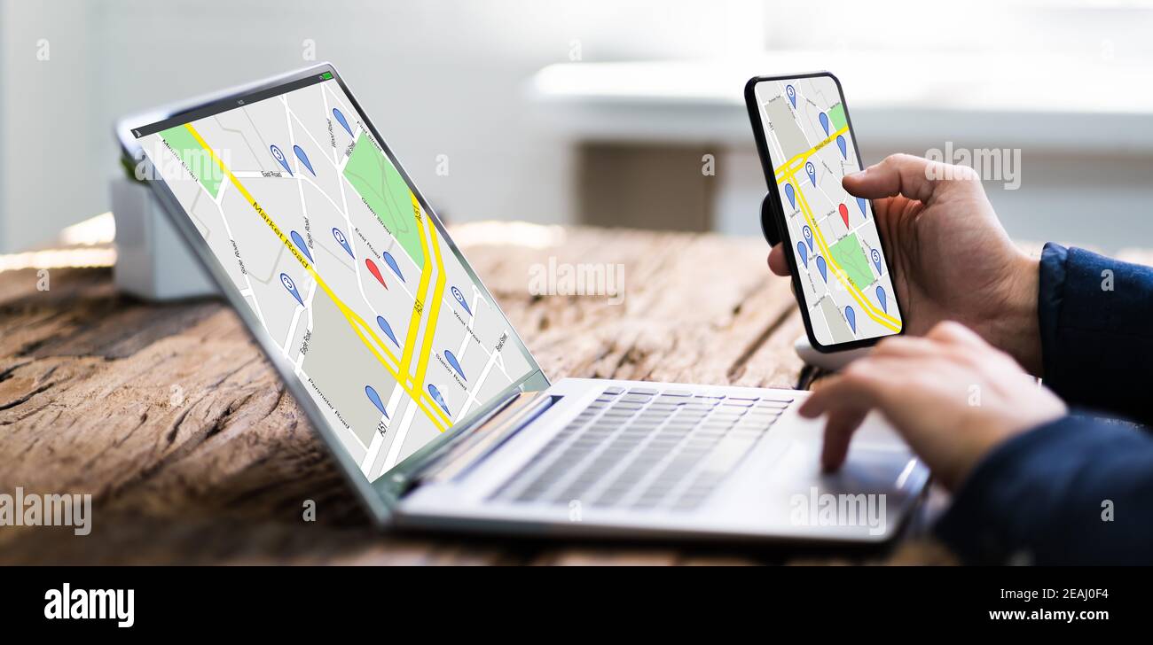 GPS Location Map Search Online Stock Photo - Alamy