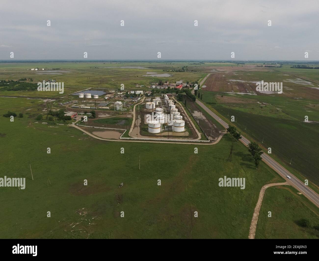Aerial view of oil storage tanks Stock Photo - Alamy
