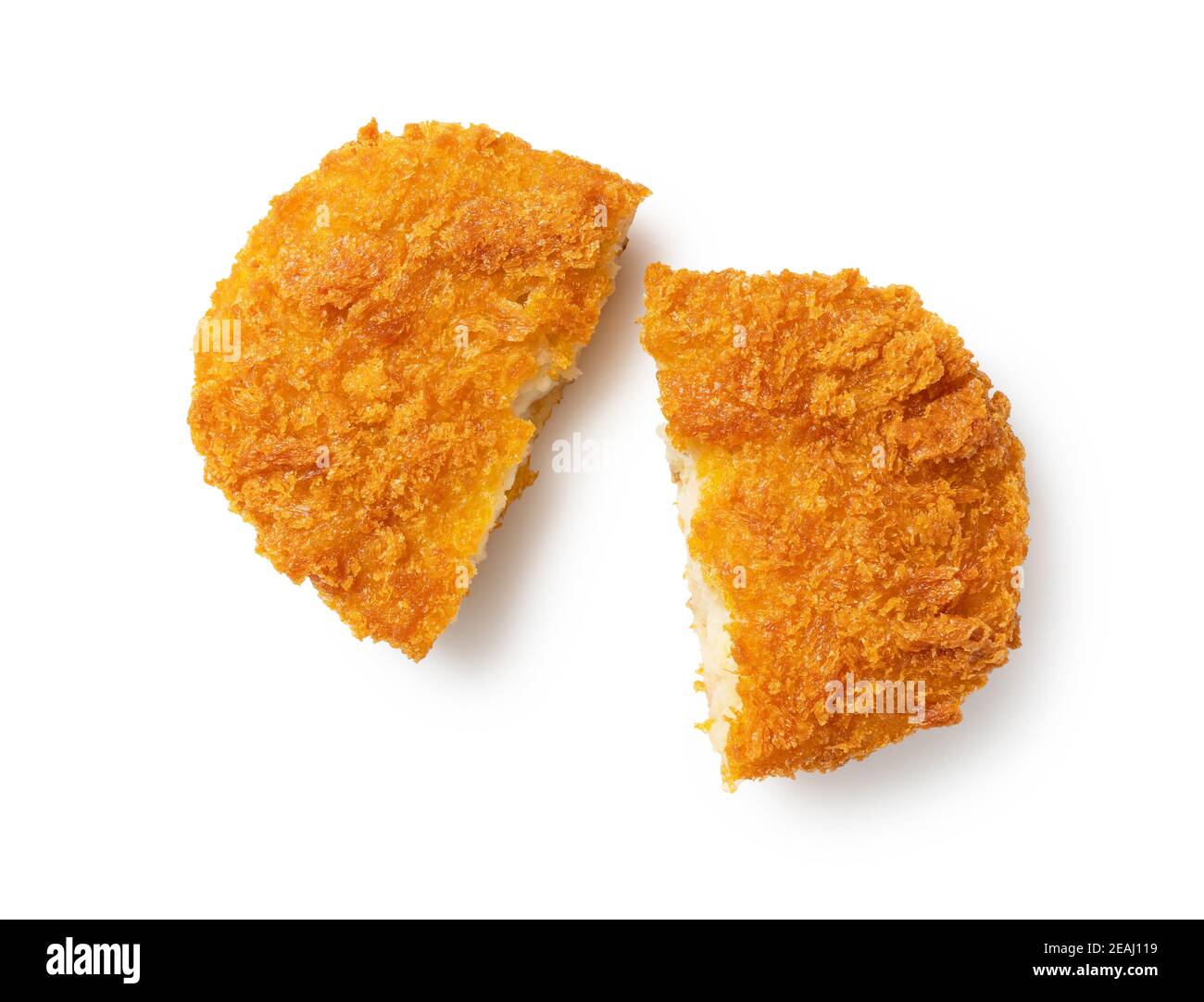 A cut croquette placed on a white background Stock Photo - Alamy