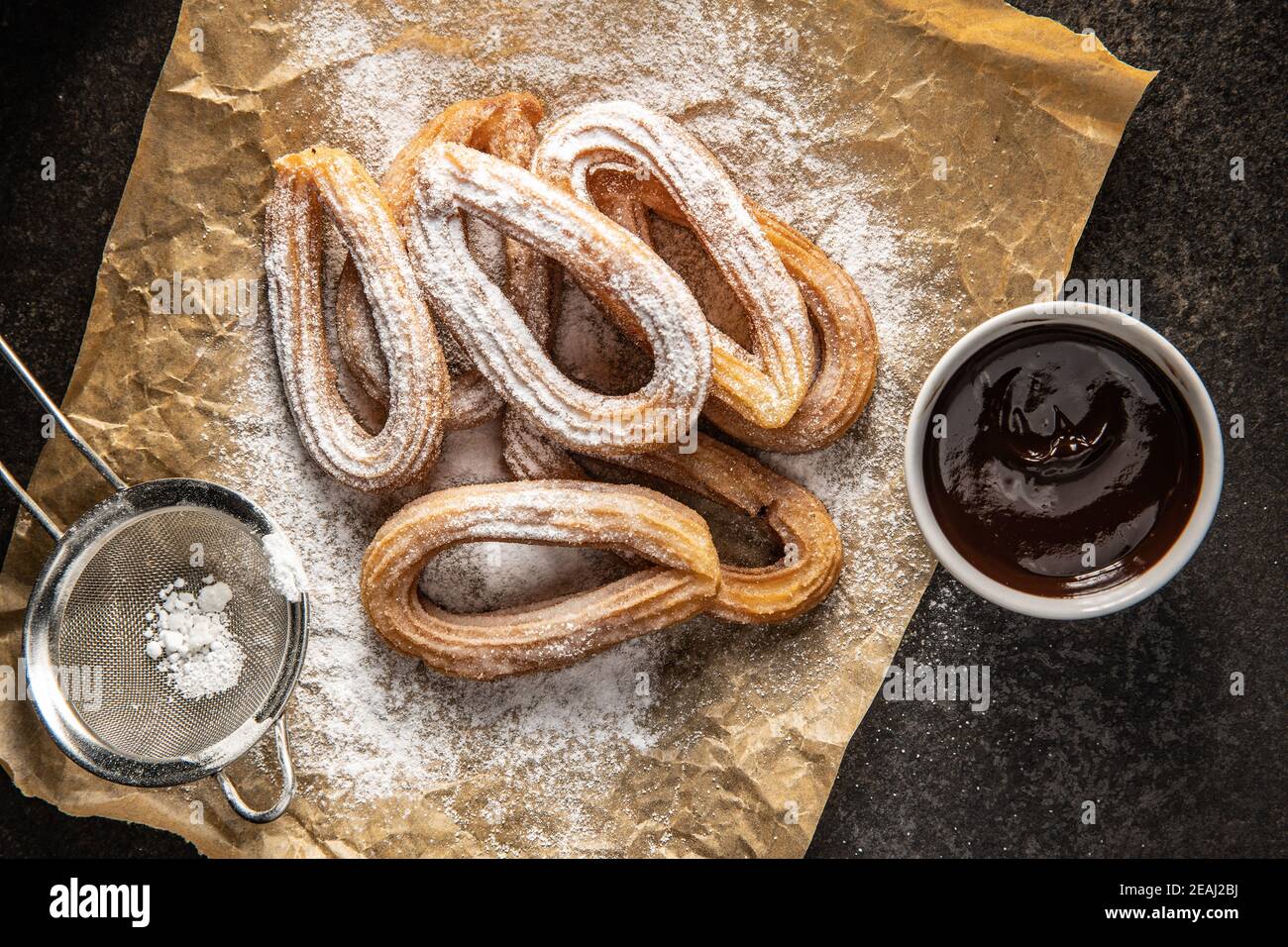 Churro with chocolate hi-res stock photography and images - Alamy