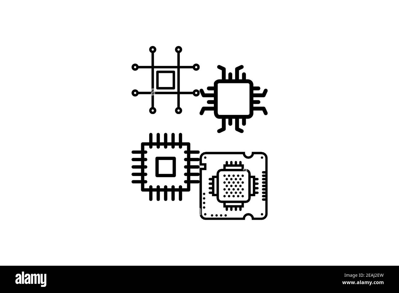 Digital illustration of microchips on an isolated white background ...