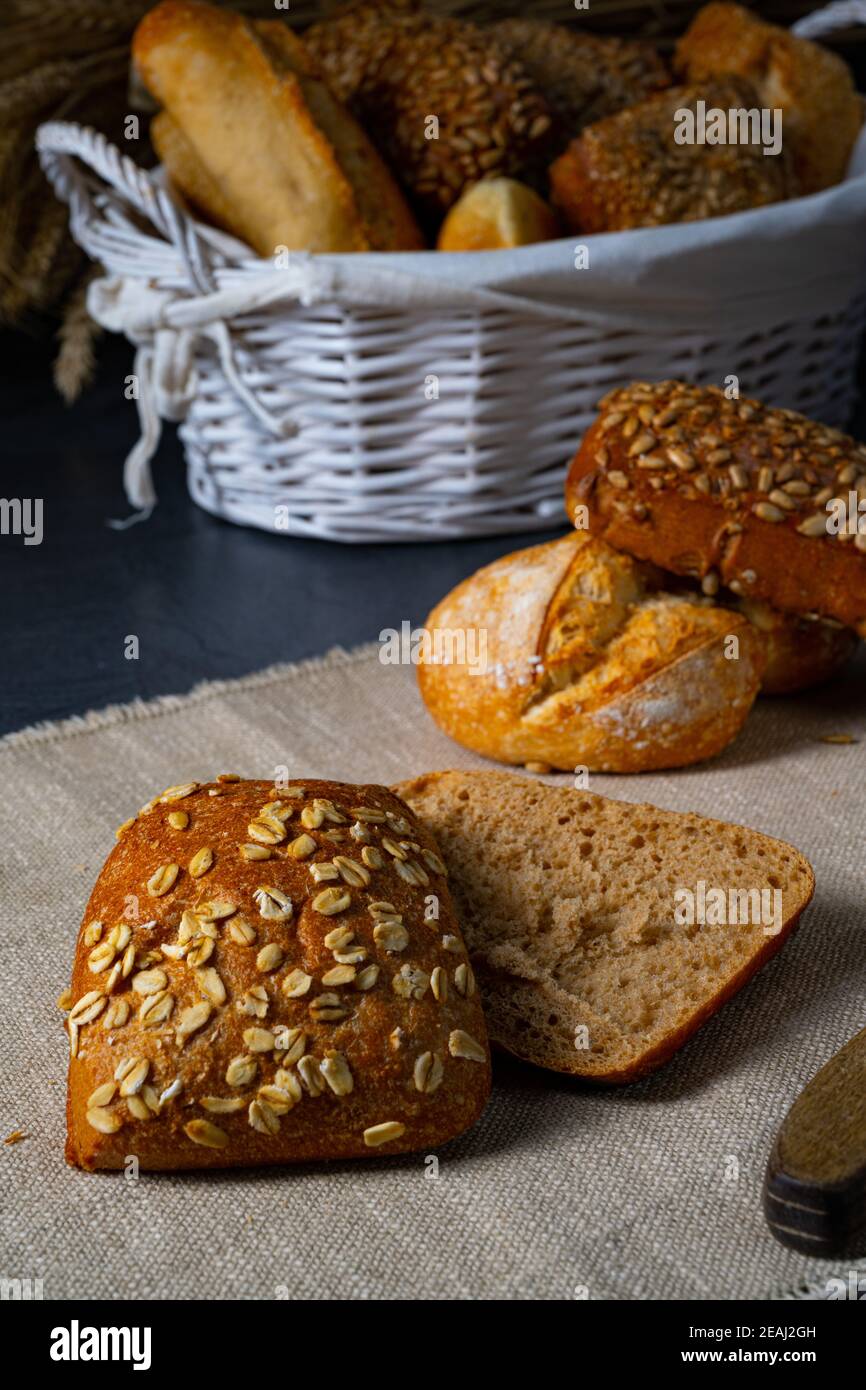 Delicious and crispy breakfast rolls Stock Photo - Alamy