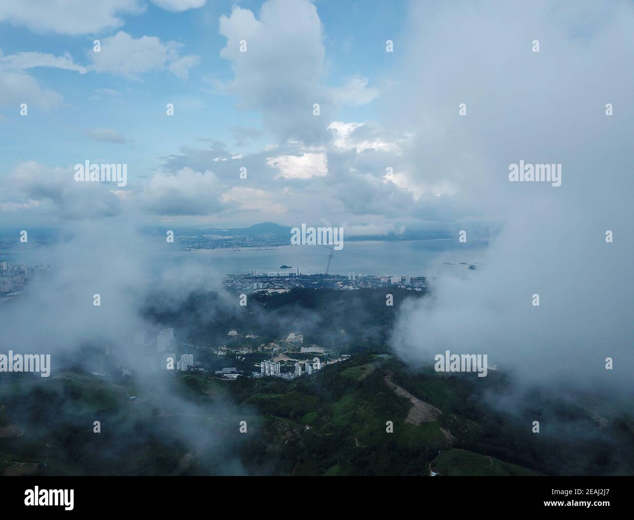 Aerial view Penang first bridge over cloud Stock Photo - Alamy