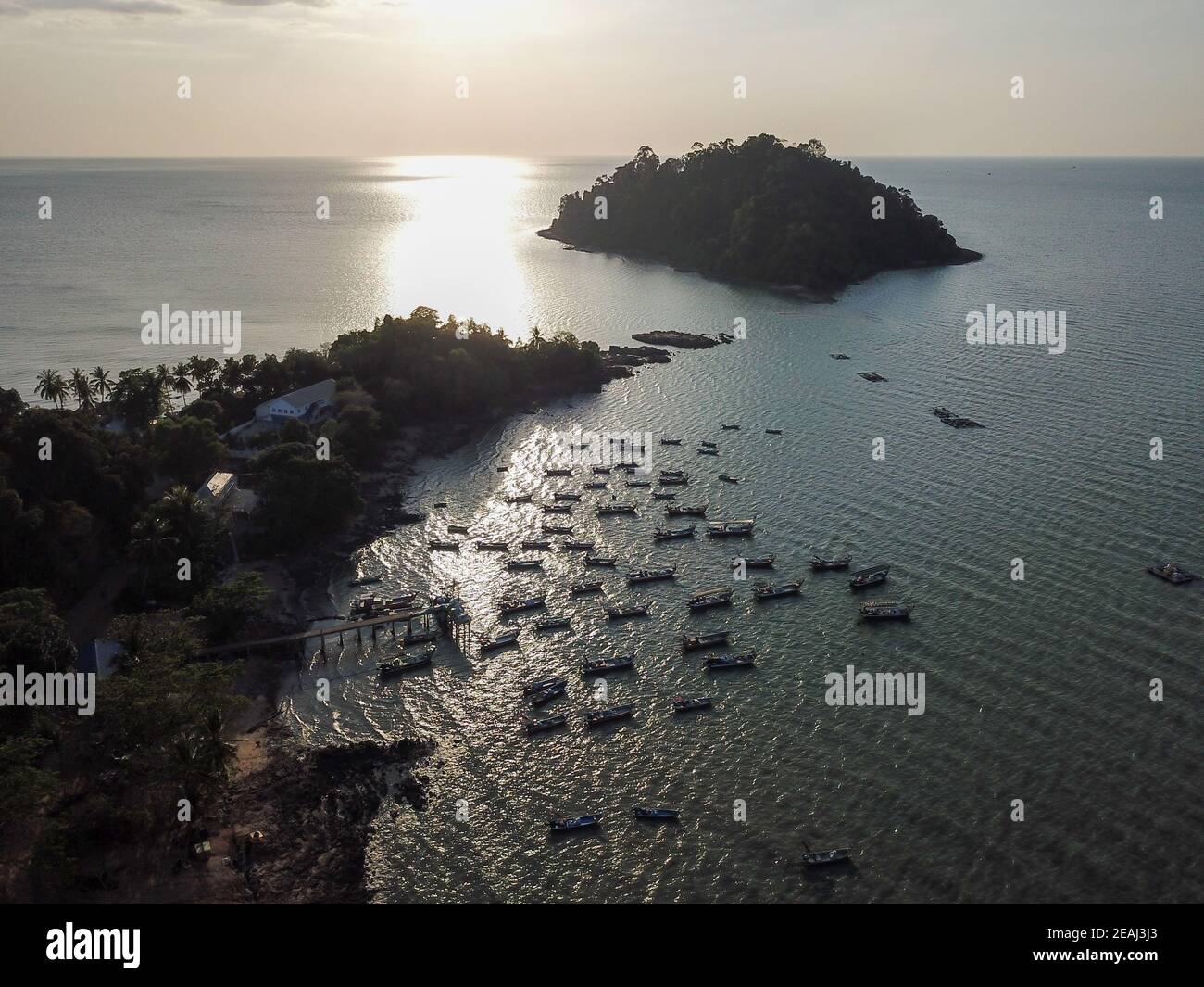 Aerial view Pulau Sayak boats Stock Photo - Alamy