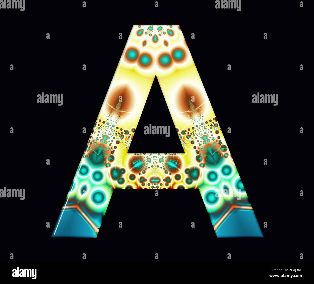 3D render of alphabet letter with colorful fractal and glossy effect ...