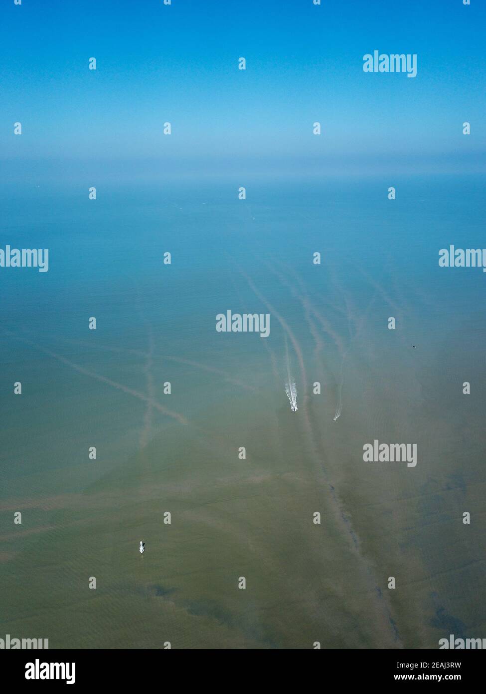 Aerial view fishing boat moving trace Stock Photo - Alamy