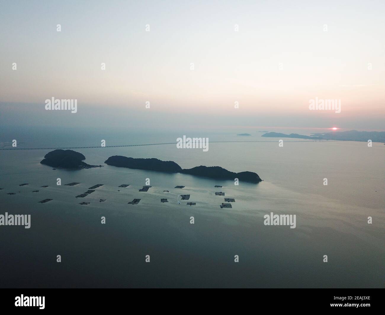 Aerial view Pulau Aman, Pulau Betong in sunset Stock Photo - Alamy