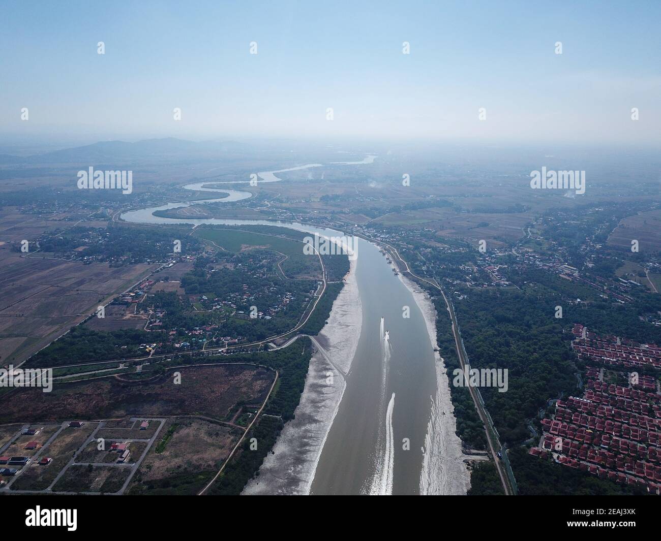 Aerial view curve Sungai Muda Stock Photo - Alamy