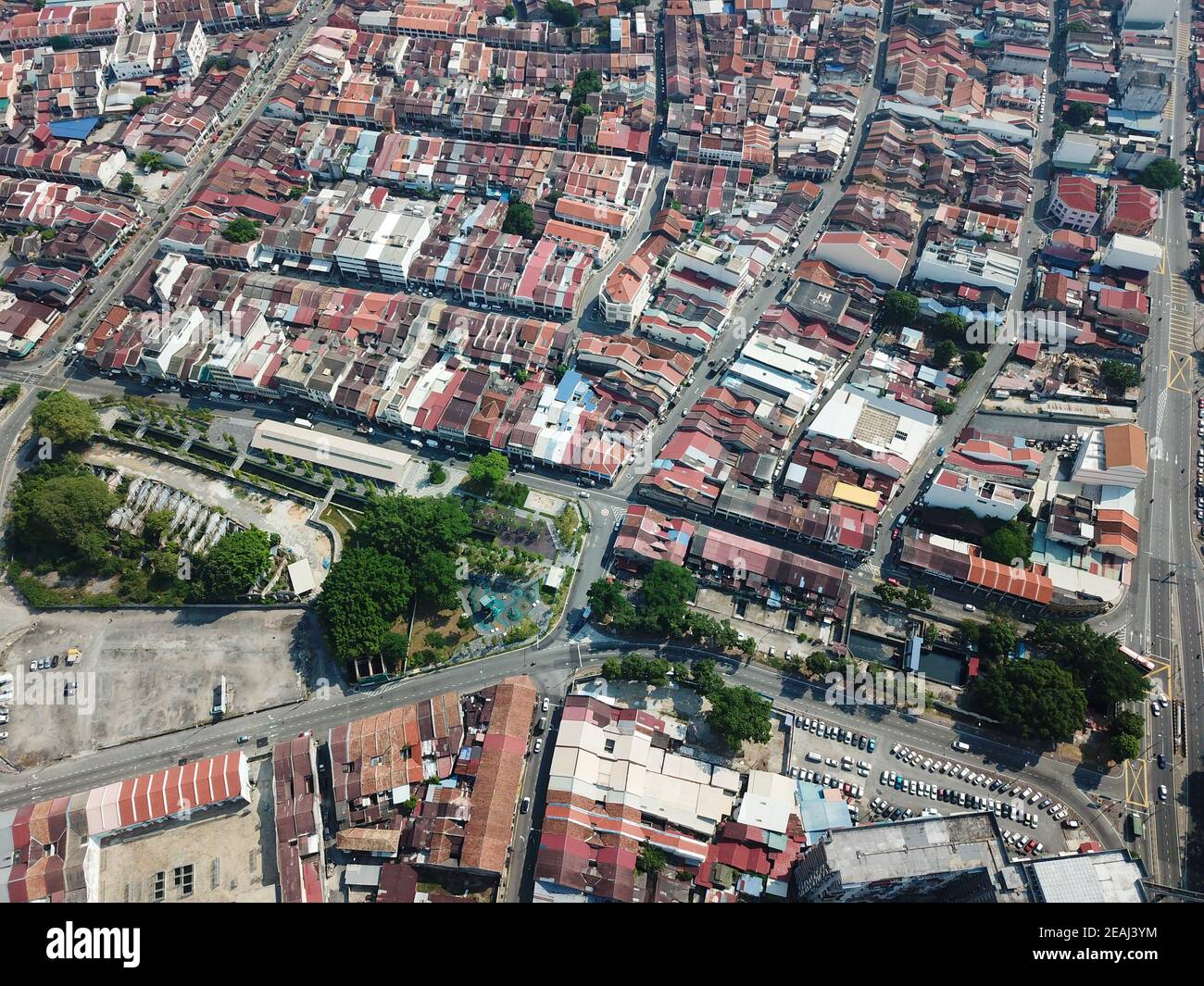 Aerial view street less car traffic due to movement control order Stock ...