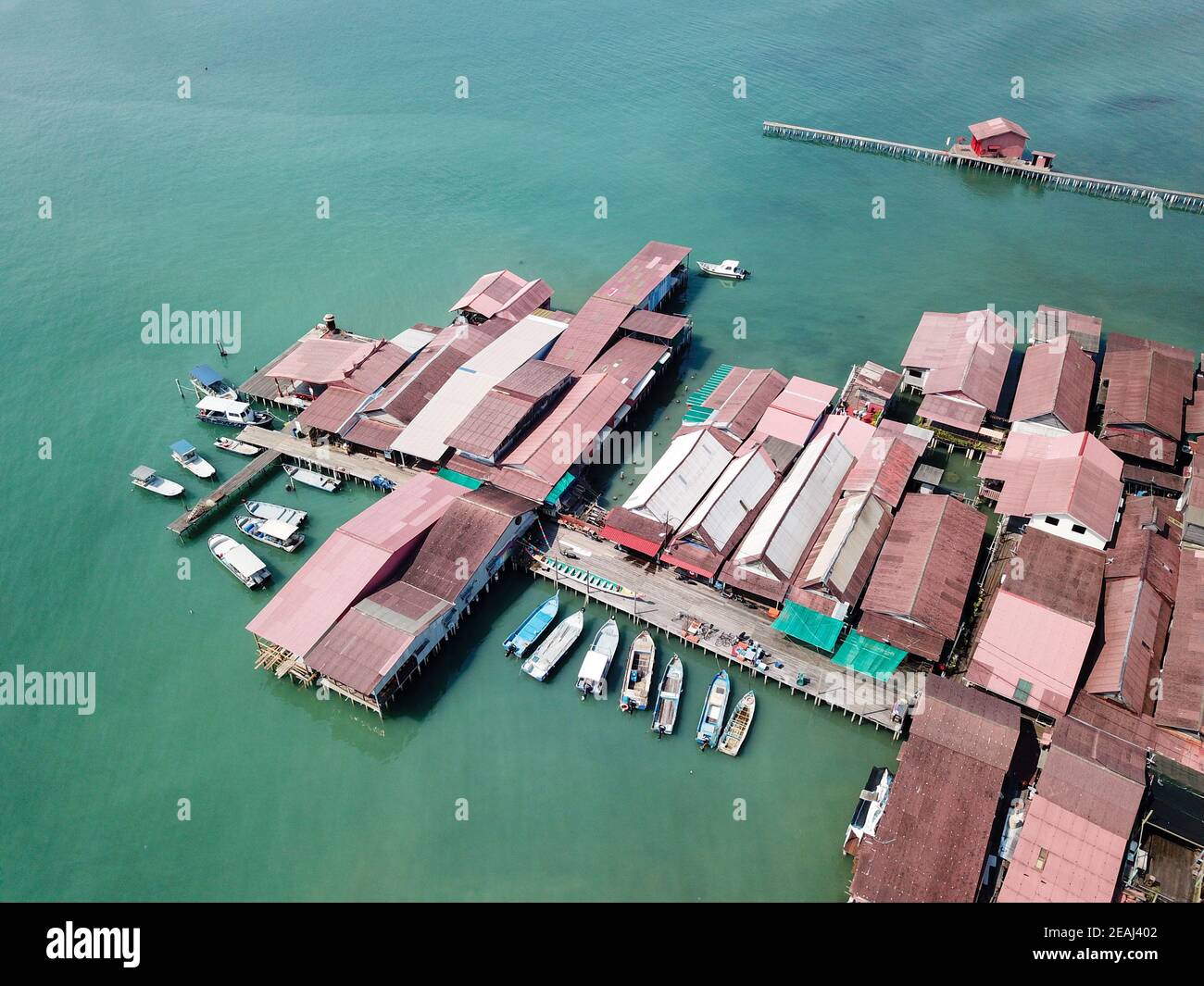 Top view of clan jetty traditional waterfront house Stock Photo - Alamy