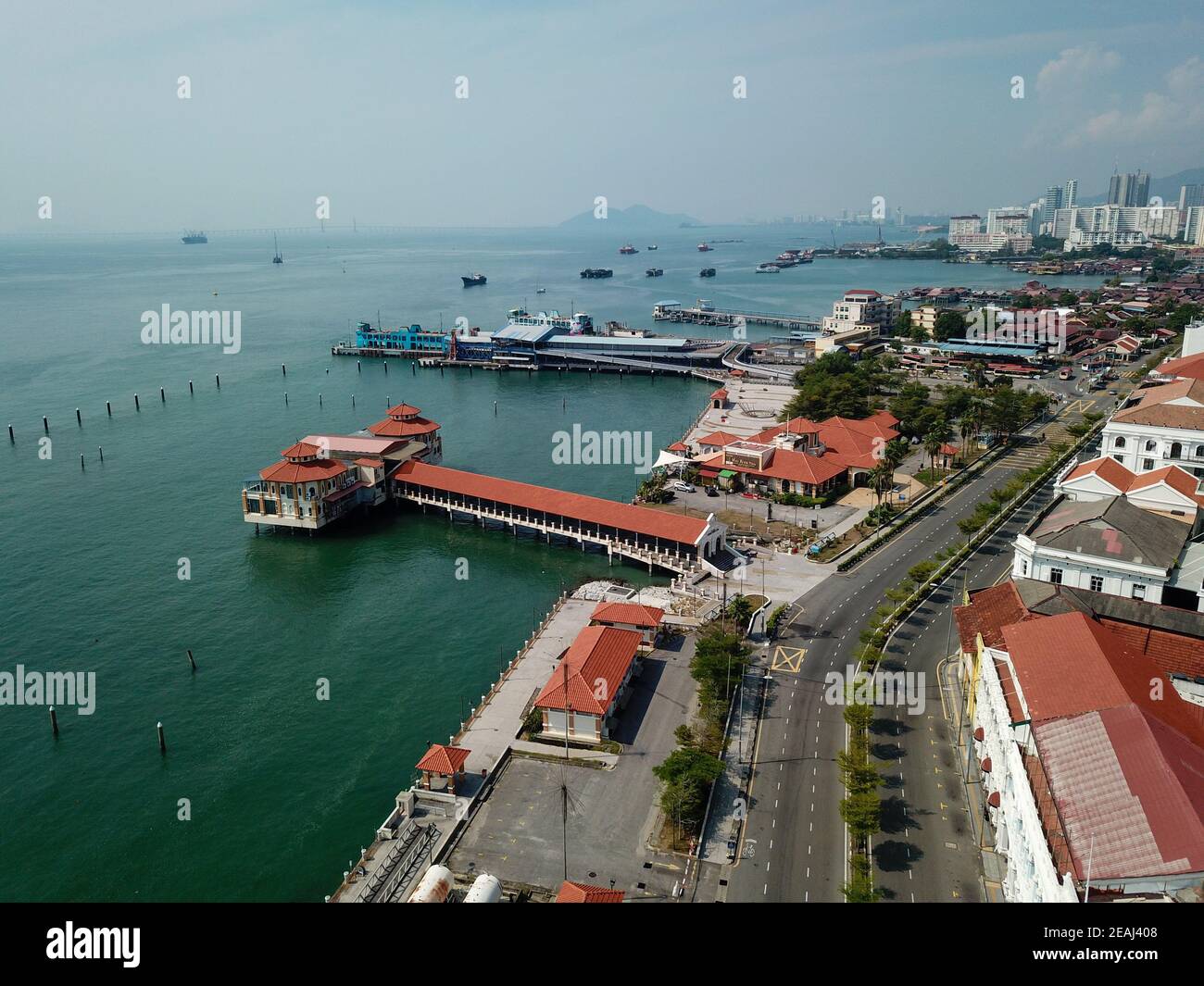 Aerial view Pengkalan Weld at Church Street Pier Stock Photo - Alamy