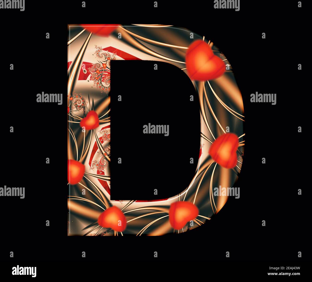 3D render of alphabet letter with colorful fractal and glossy effect ...