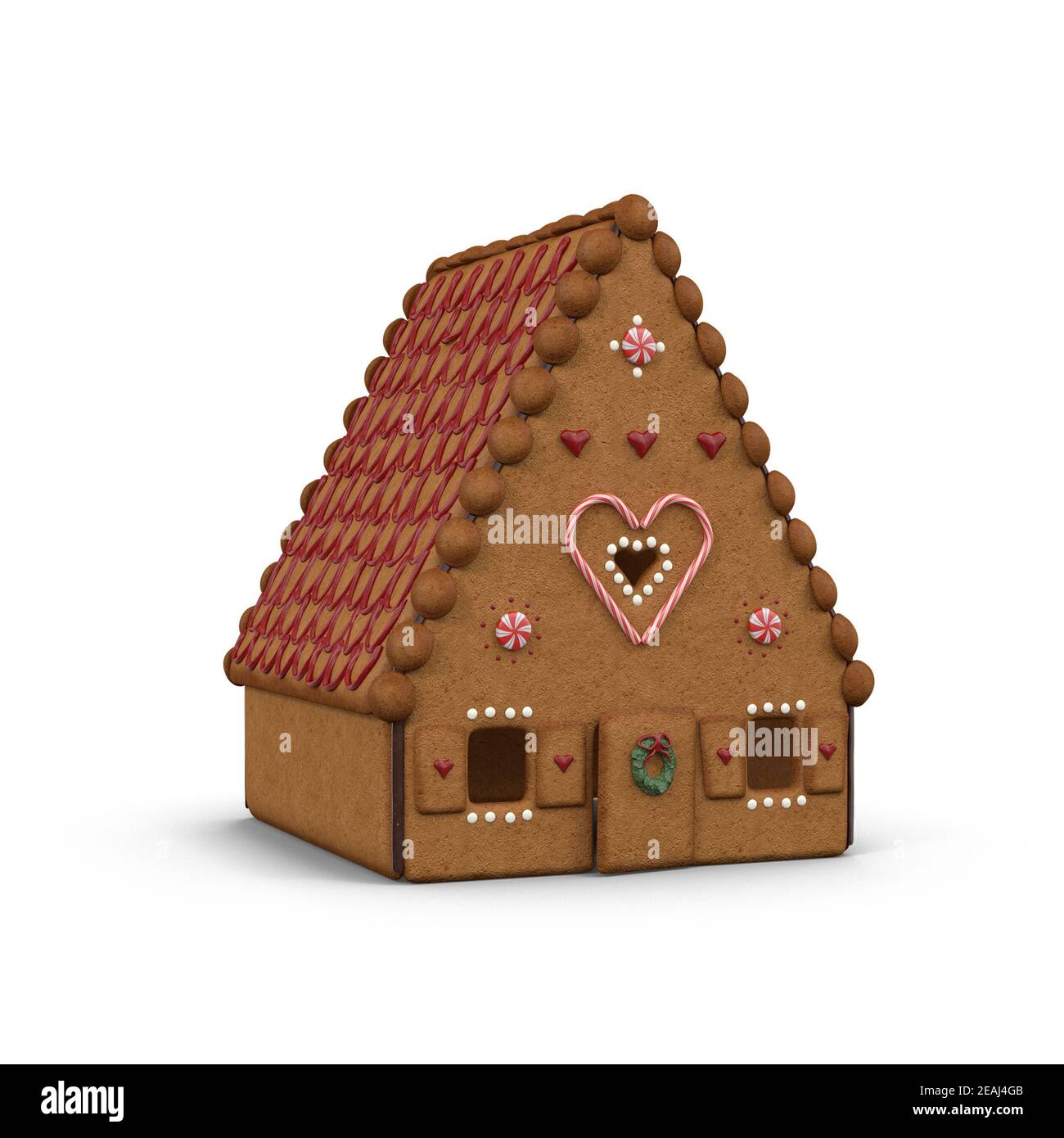 Christmas decoration: beautiful gingerbread house, 3D rendering Stock ...