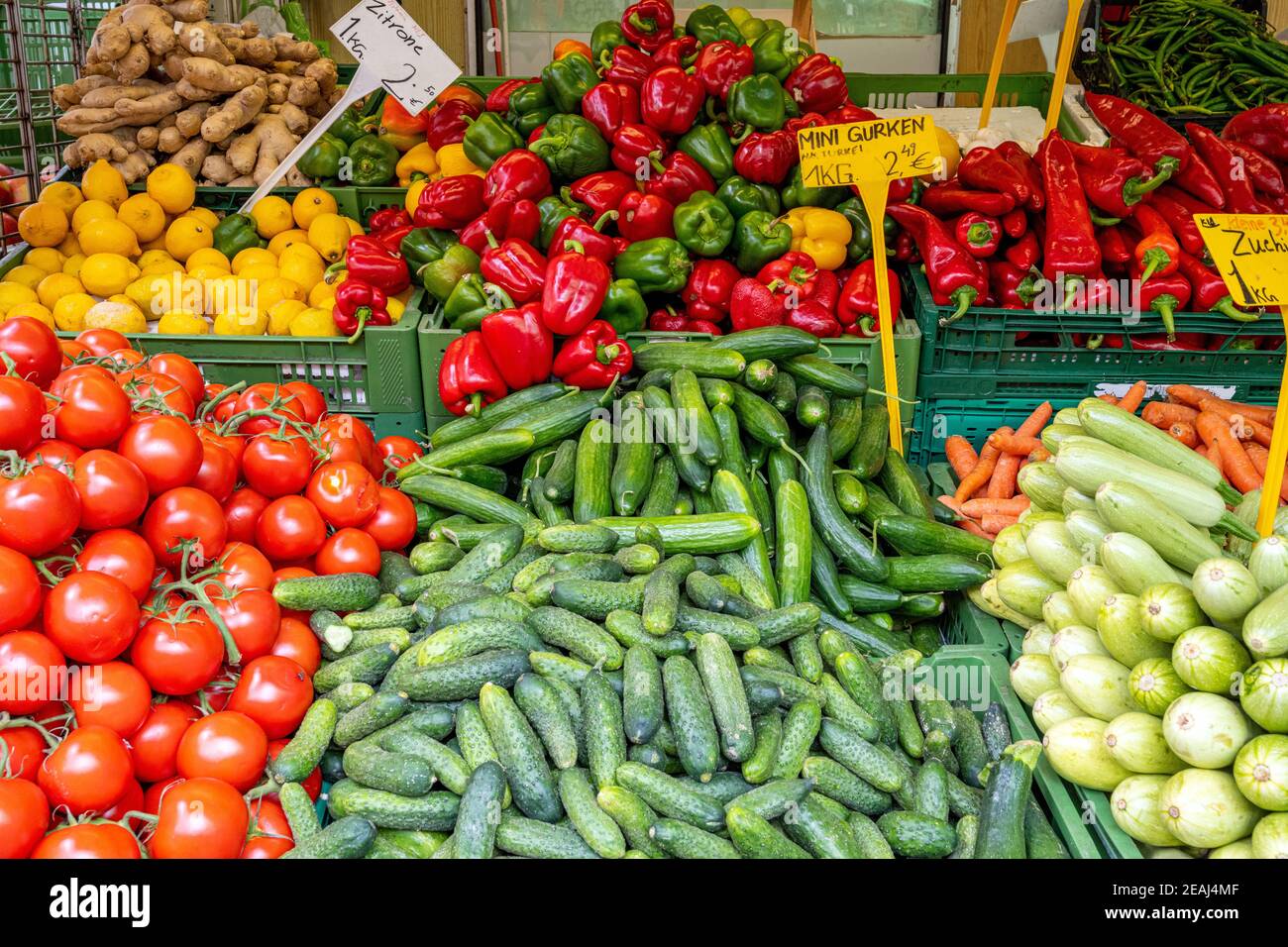 Colorful market stall with fresh vegetables for sale Stock Photo - Alamy