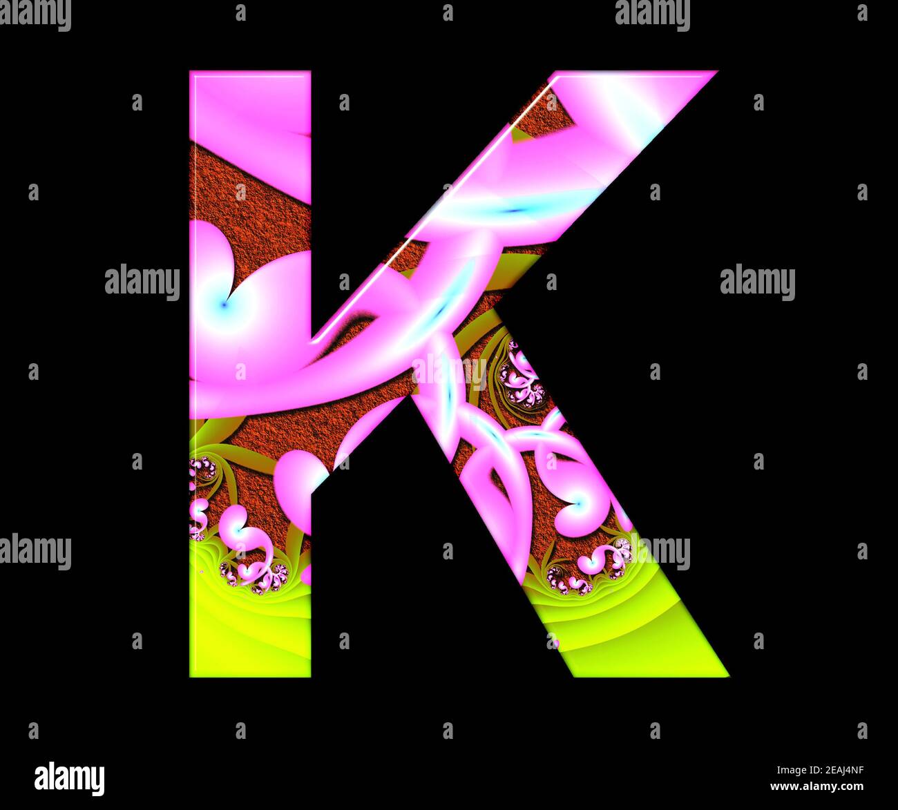 3D render of alphabet letter with colorful fractal and glossy effect ...
