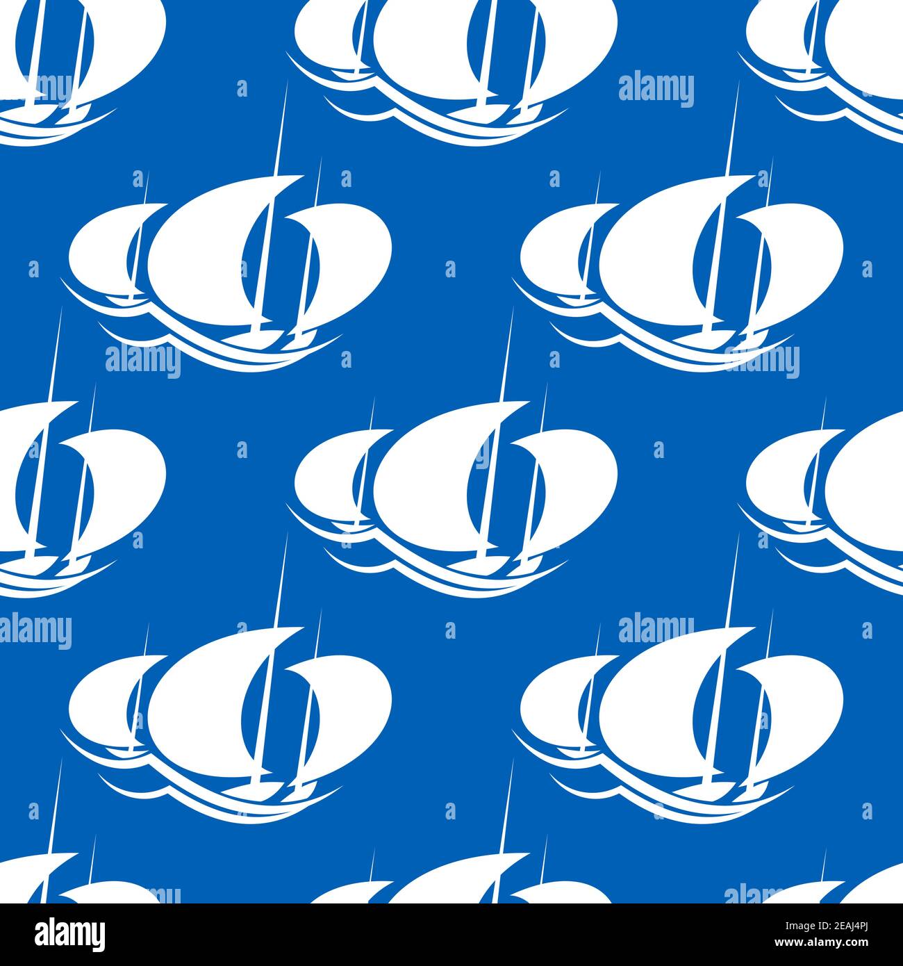 Seamless background pattern of white silhouettes of racing yachts upon ...