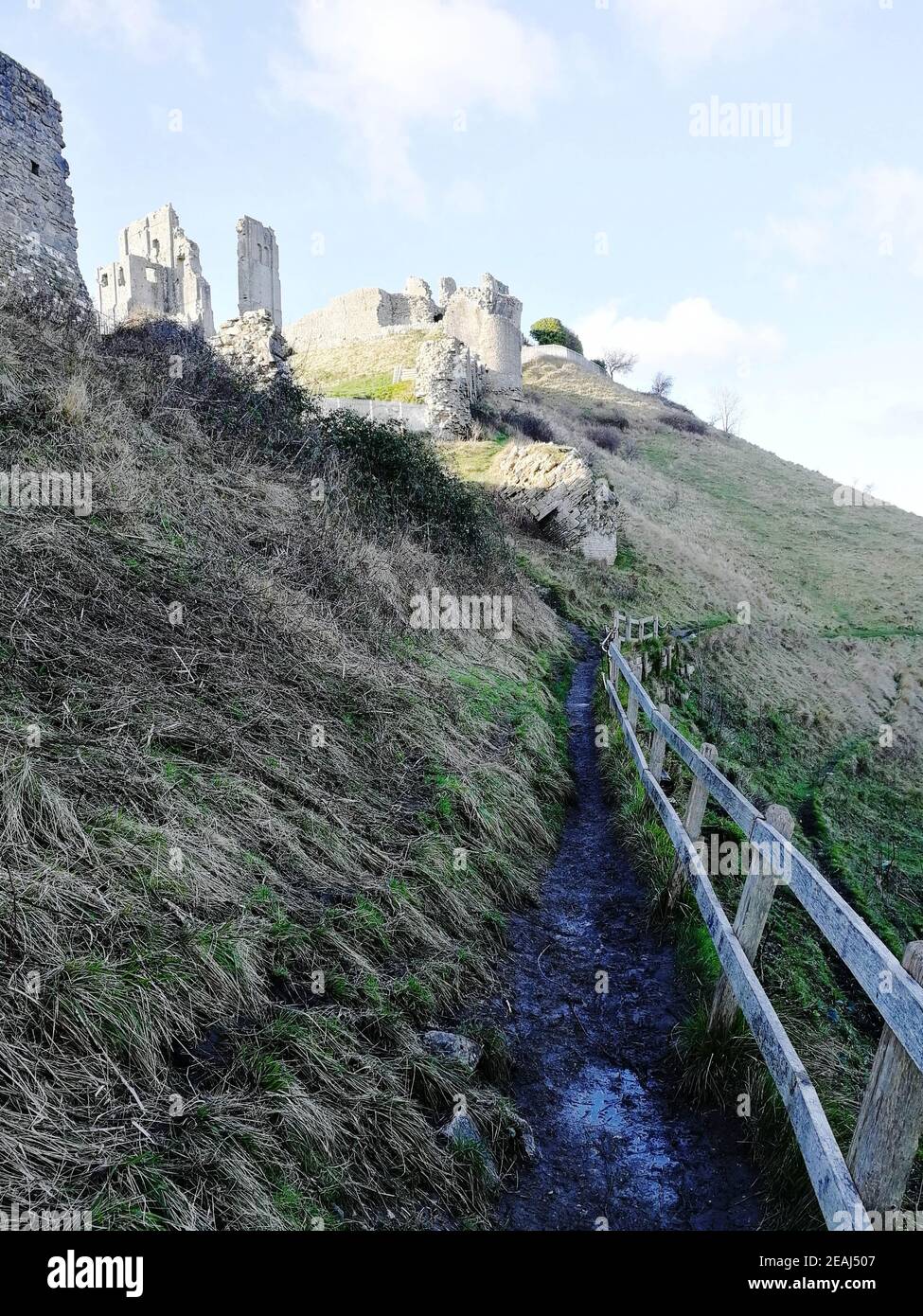 corfe castle path dorset uk Stock Photo - Alamy