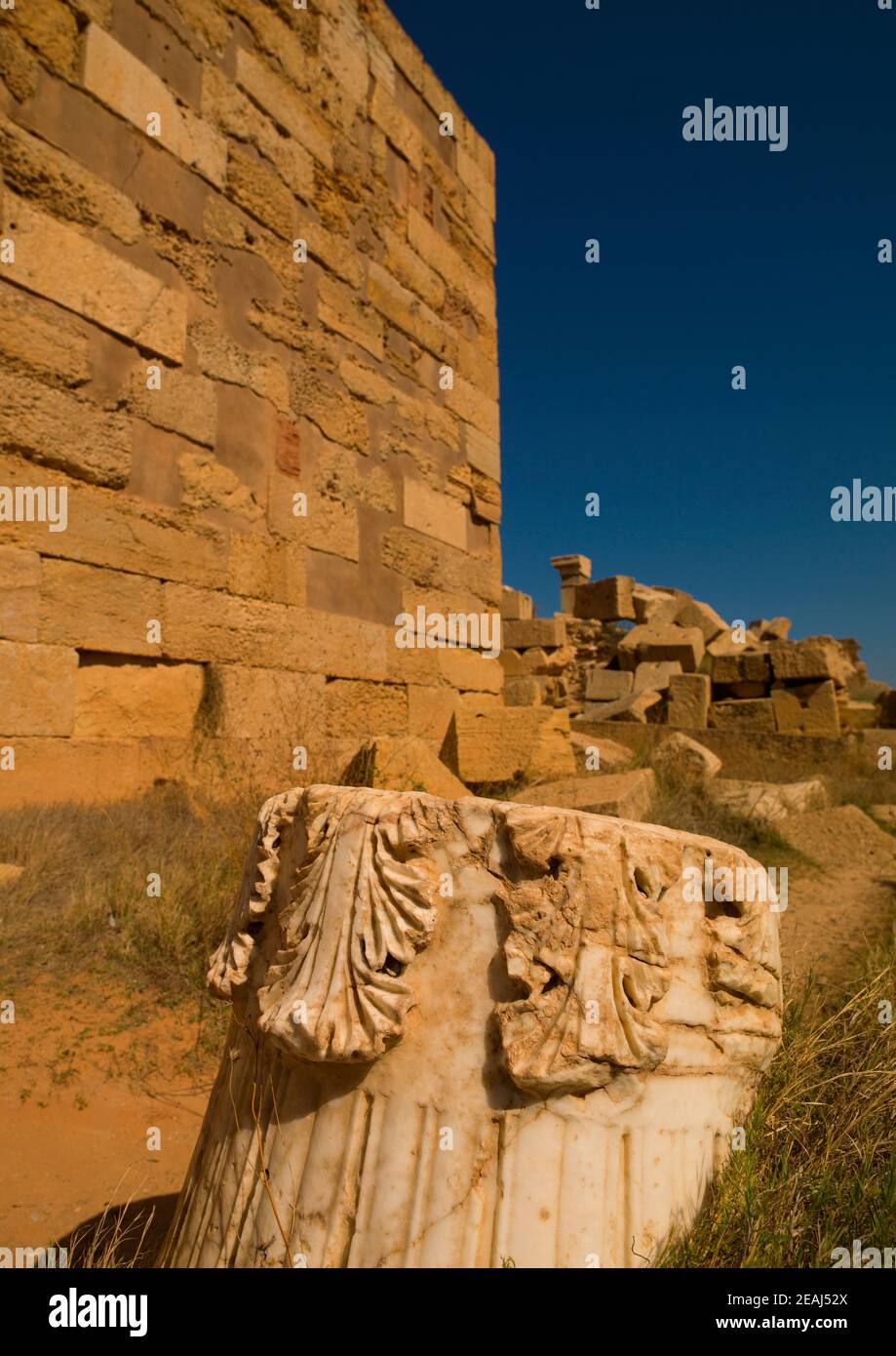 Antique ruins of leptis magna, Tripolitania, Khoms, Libya Stock Photo ...