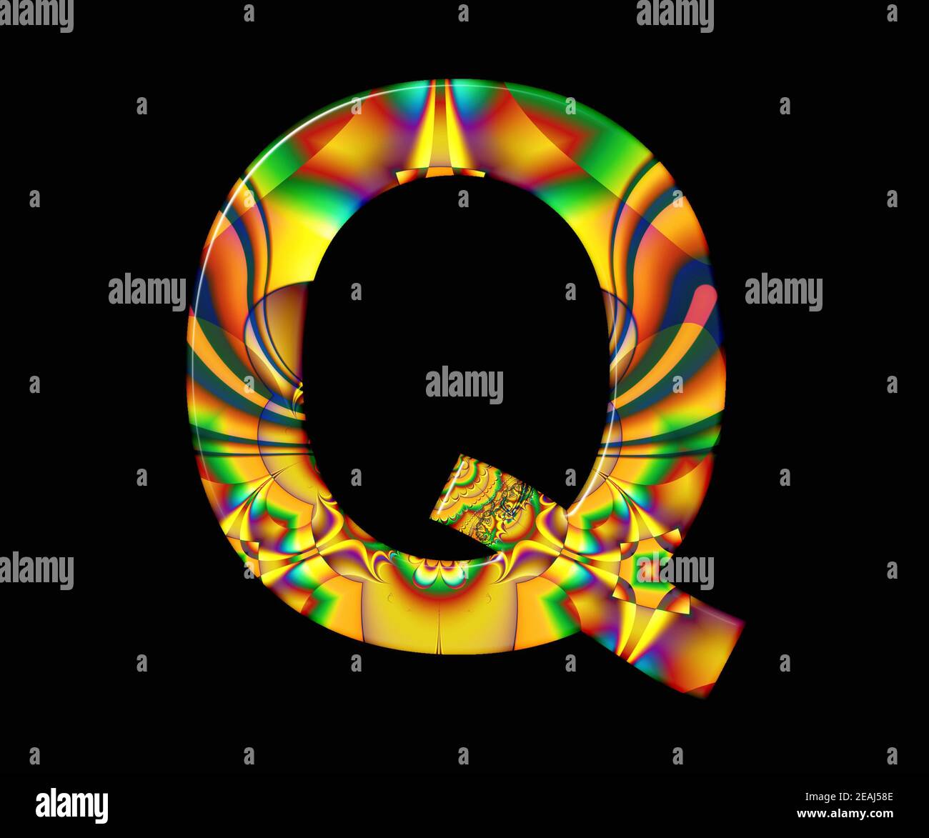 3D render of alphabet letter with colorful fractal and glossy effect ...