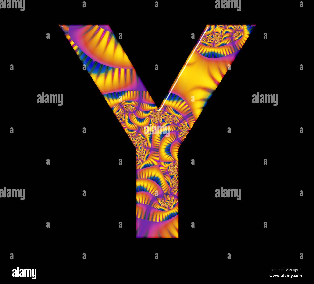 3D render of alphabet letter with colorful fractal and glossy effect ...