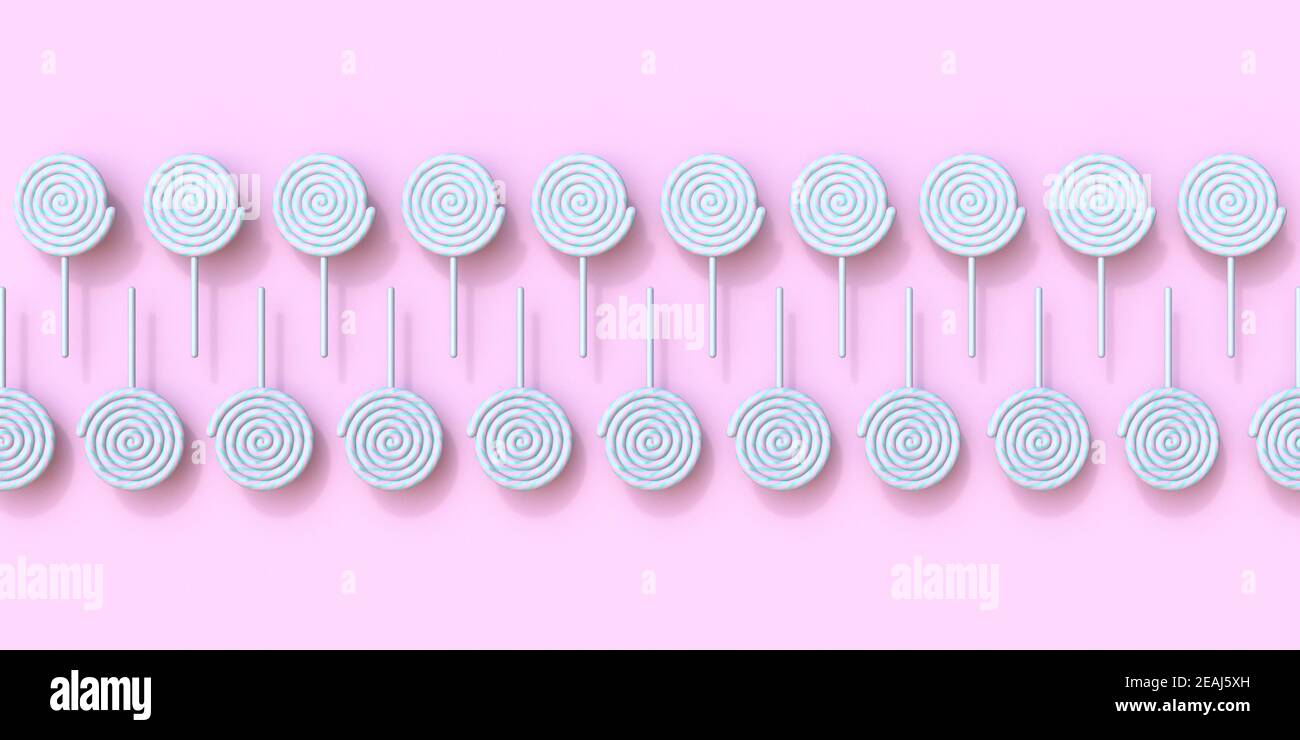 Lollipops arranged in two rows 3D Stock Photo - Alamy