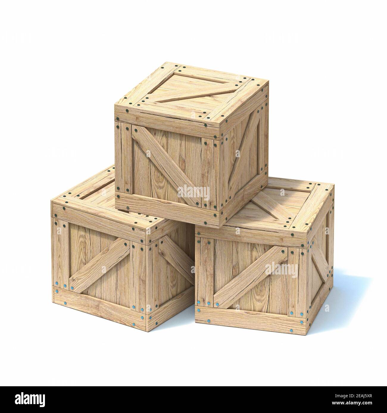 Three wooden boxes 3D Stock Photo - Alamy