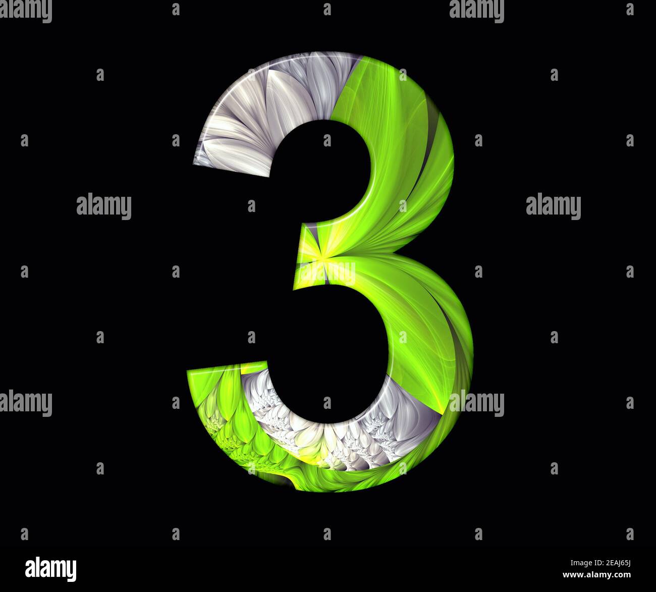 3D render of number with colorful fractal and glossy effect ...