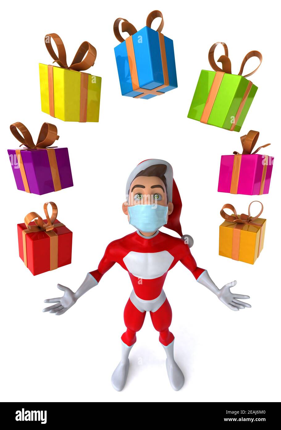 Fun super Santa Claus with a mask Stock Photo - Alamy