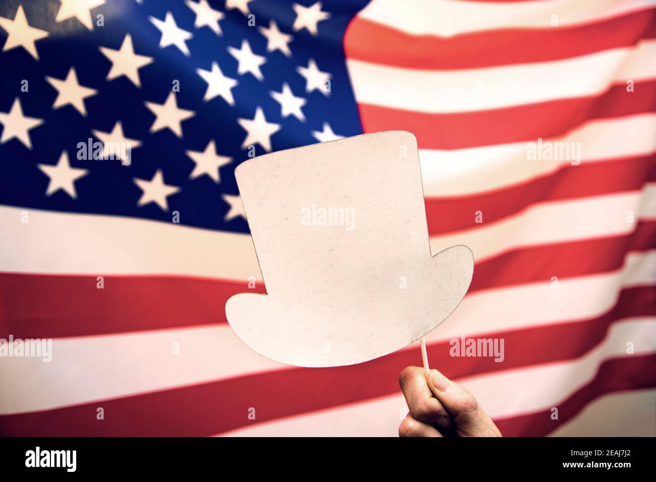 American flag with white message board Stock Photo - Alamy