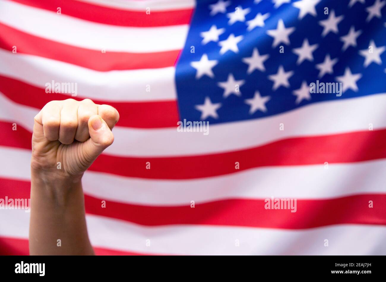 American flag with fist Stock Photo - Alamy