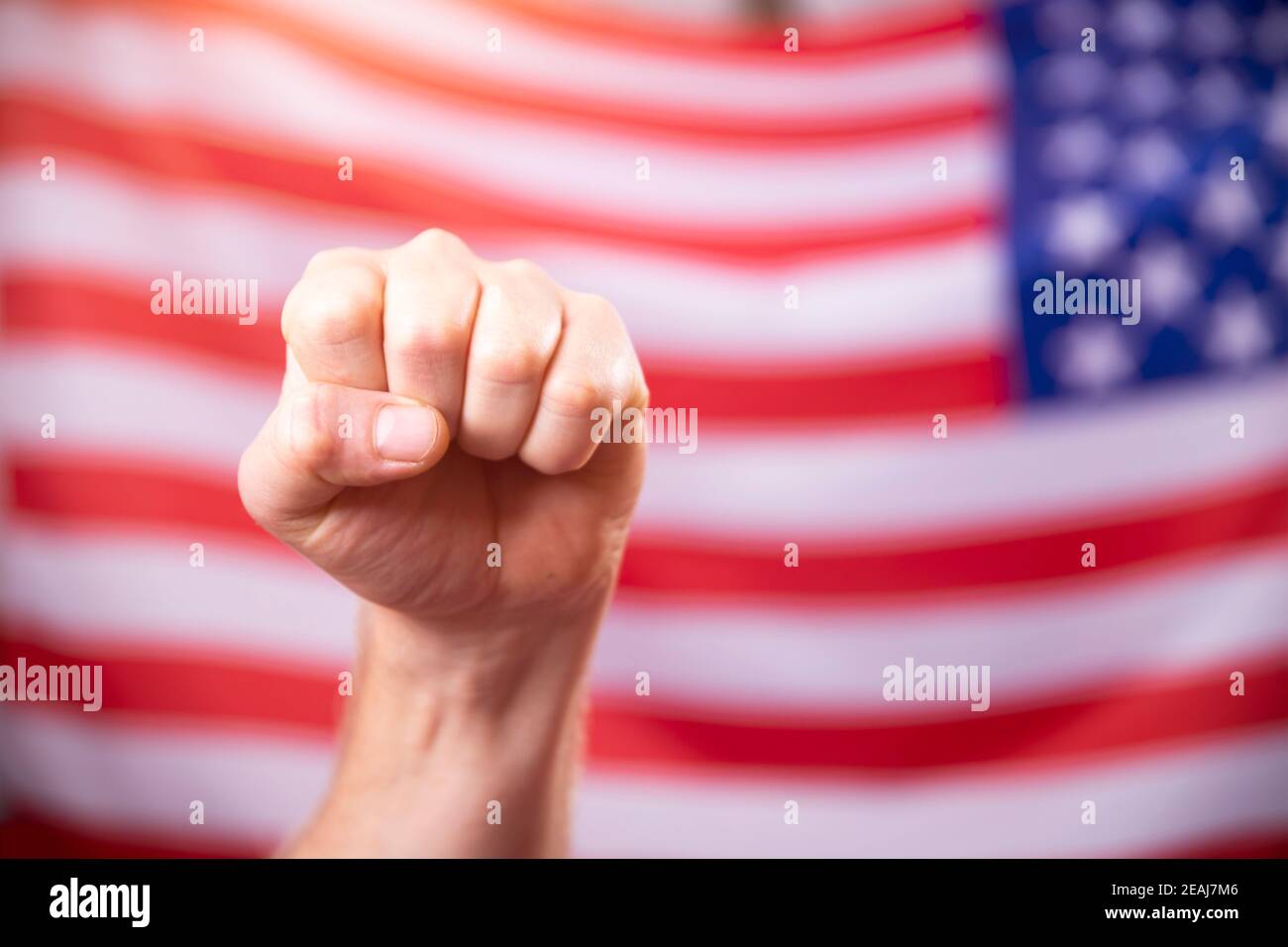 American flag with fist Stock Photo - Alamy