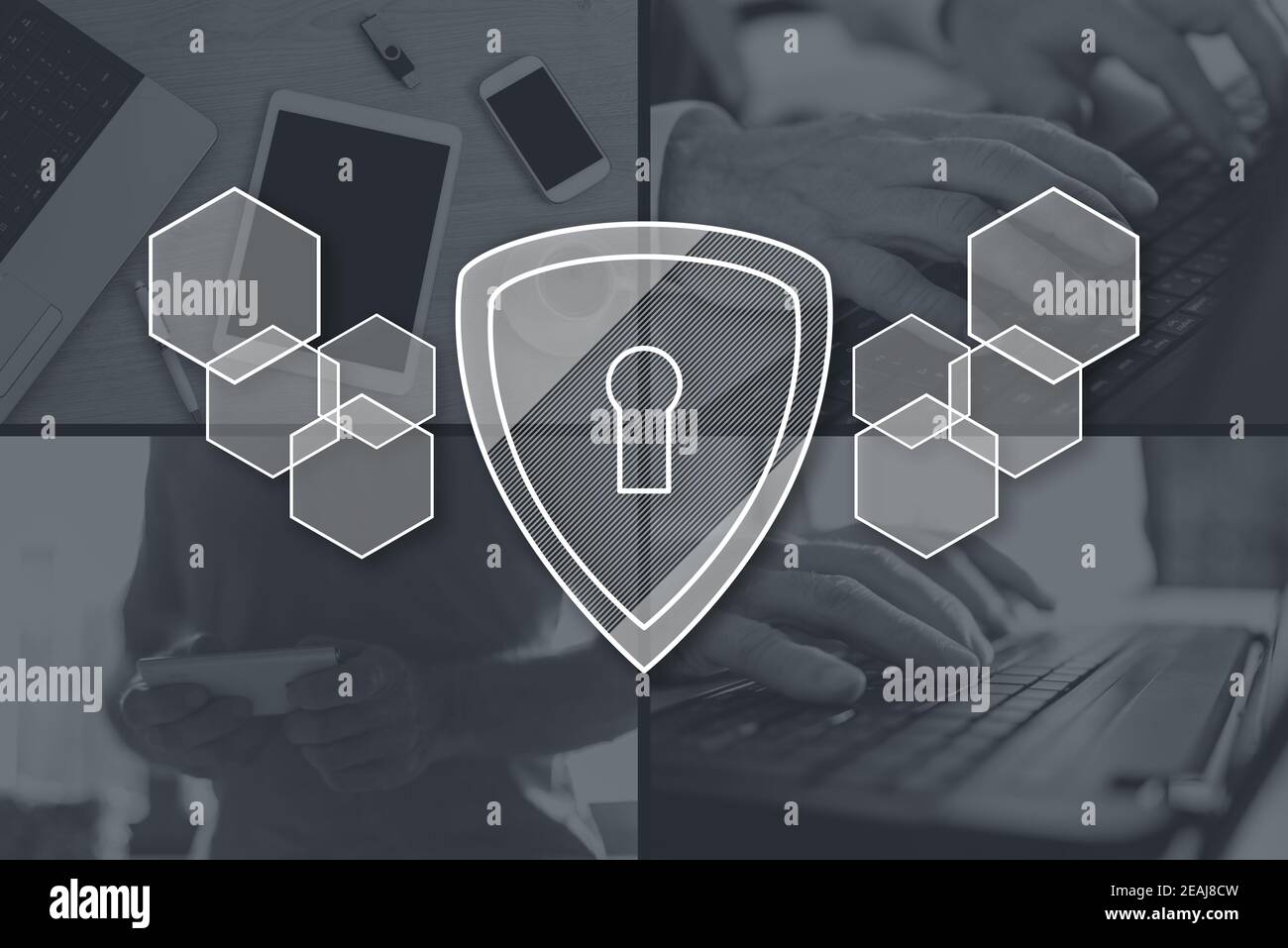 Protection concept illustrated by pictures on background Stock Photo ...