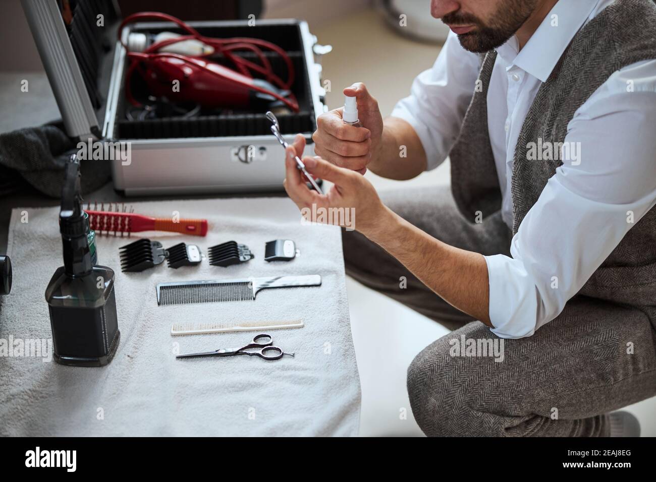 Barber cleaning hi-res stock photography and images - Alamy