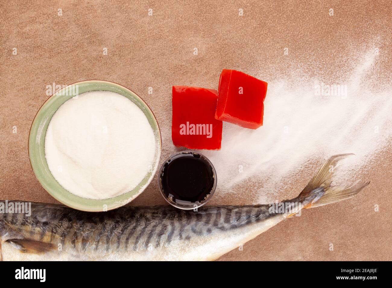 Red Collagen drink, powder and jelly Stock Photo - Alamy