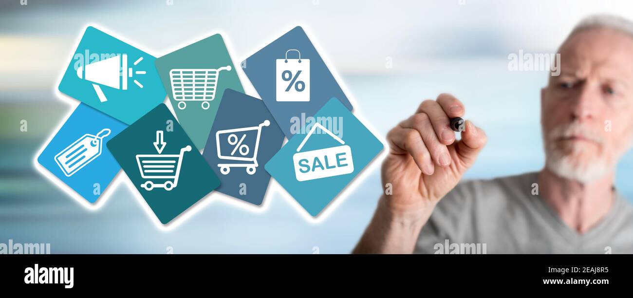 Sale concept drawn by a man Stock Photo - Alamy
