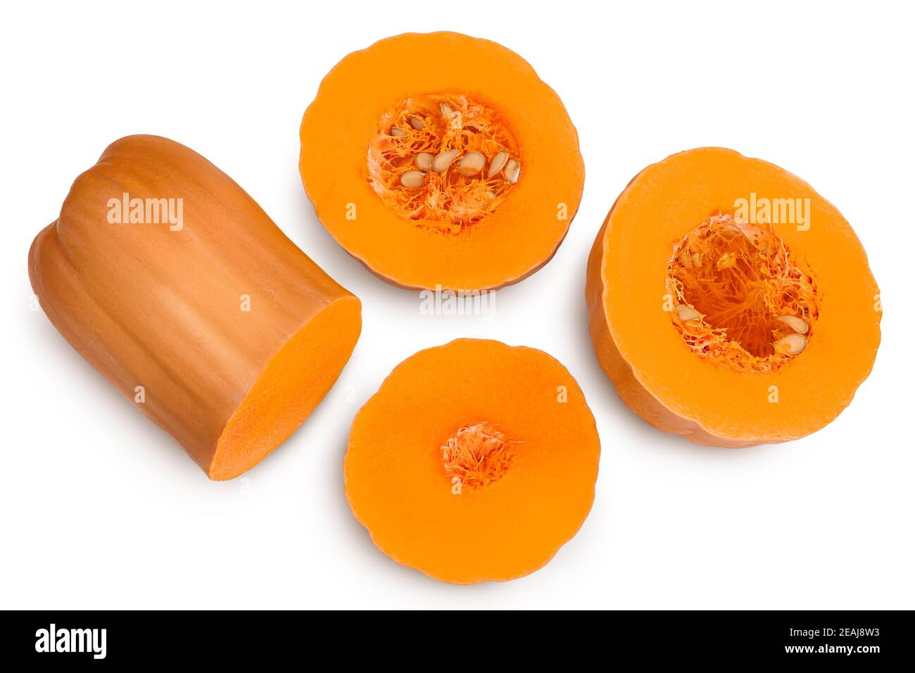 butternut squash piece isolated on white background with clipping path ...