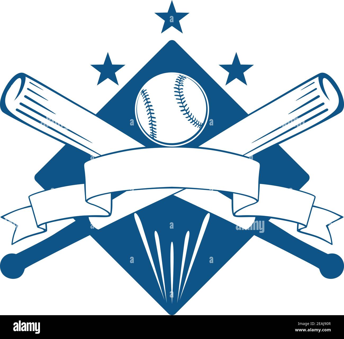 Championship or league baseball emblem with a blank wavy ribbon banner ...