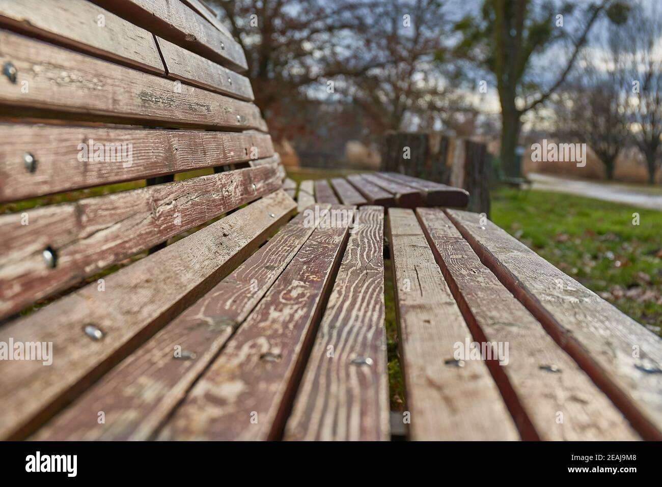 PArk bench close up Stock Photo - Alamy